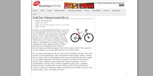BicyclingAus Review: Polygon Cozmic RX 3.0 - Polygon Bikes